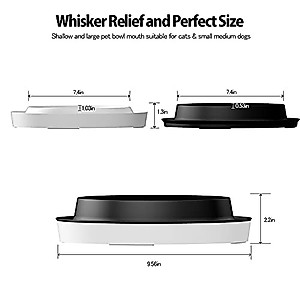 Awpland Whisker Fatigue Cat Bowl, Baduk Style Food and Water Dog Bowl Set, Angled Cat Food Bowl for Garfield and Small Animals, Double Wide Whisker Fatigue Freekitten Kitten Food Bowl Set