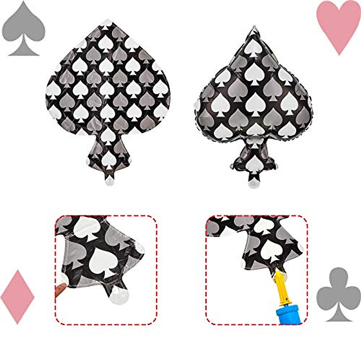 8 Pieces Casino Theme Party Balloons Playing Cards Balloons Casino Foil Balloons Casino Party Decoration Supplies for Las Vegas Party, Poker Events, Casino Night Birthday