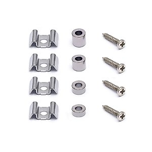 Metallor Guitar String Trees String Retainer Guides Compatible with Strat Tele Style Electric Guitar Bass Parts Replacement Pack of 4pcs with Mounting Screws Chrome.