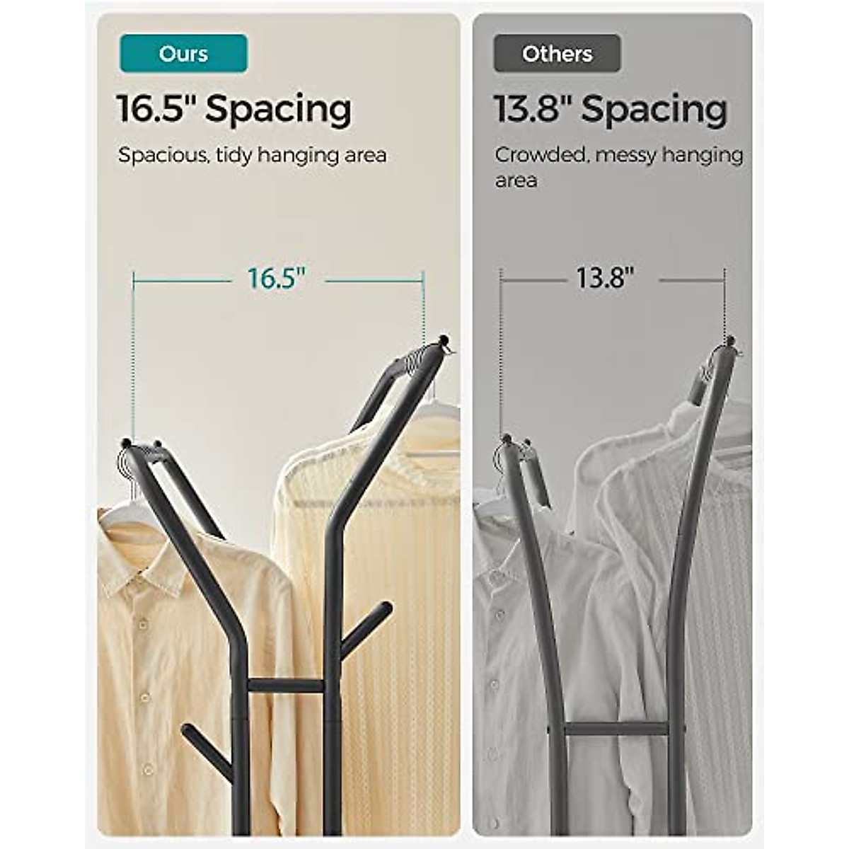 SONGMICS Clothes Rack, Double-Rod Clothing Rack with Wheels, Heavy-Duty Metal Frame, Garment Rack, 220 lb Max. Total Load, 40.7 Inches Wide, Clothes Storage and Display, Black UHSR107B01