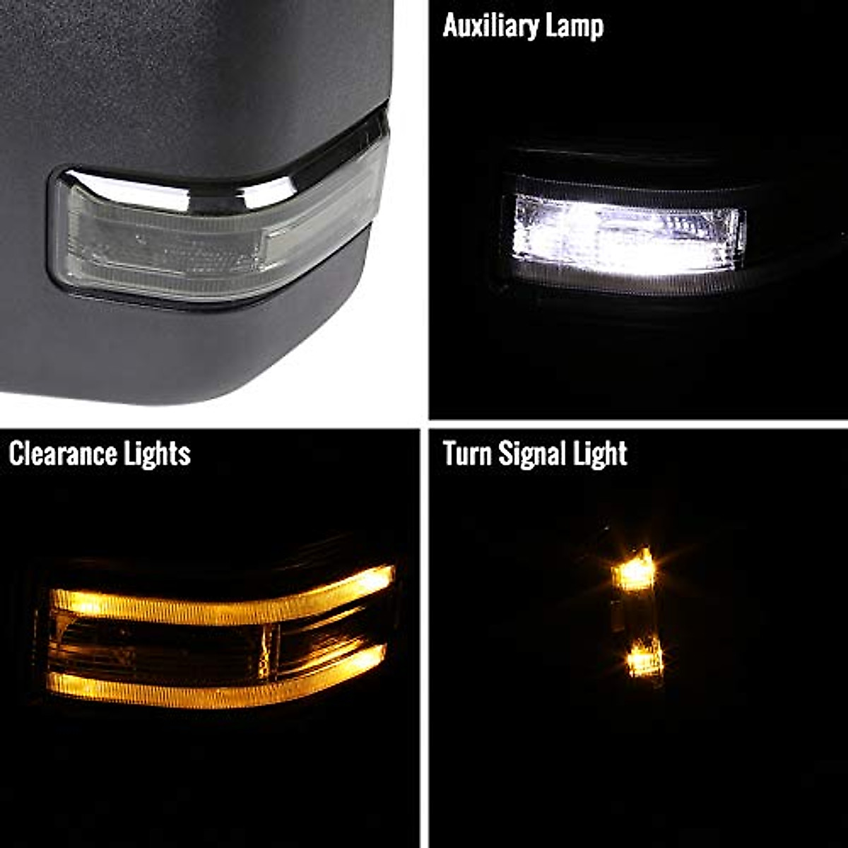 Carpartsinnovate For Ford 15-20 F150 Pickup Power Heated Tow Mirrors w/Smoke Lens LED Signal+Puddle