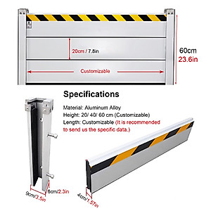 Garage Door Rain Water Barrier, 23.6in Tall Reusable Flood Control Barriers for Outside Home/ Yard / Switch Room / Stairway/ House Door, Aluminum Threshold Seal Water Baffle Dam ( Color : H 23.6in/60c