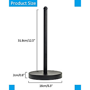 WORHE Paper Towel Holder Metal Countertop,Matte Black Paper Towel Holder 1 Pack Heavy Duty Base Stand Roll Dispenser for Stand Dining Table Bathroom Home Decor (YGC018)