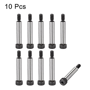 uxcell Alloy Steel Hexagon Socket Head Shoulder Screws Bolts, 1-1/4" Shoulder Length, 1/4" Shoulder Dia, #10-24 Thread, 10pcs