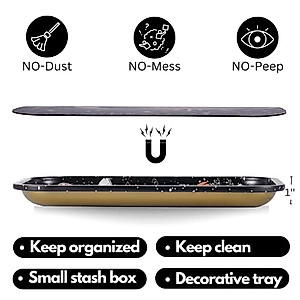 Luna Moth Rolling Tray with Magnetic Lid - Halloween Gothic Decor, 11''x7'' Whimsical Mushroom Decorative Tray - Large Storage Butterfly Metal Tray Witchy Hippie Aesthetic - Mystical Dark Academia