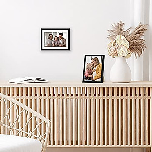 Americanflat 5x7 Picture Frame in Black - Thin Border 4x6 Picture Frame with Mat or 5x7 Frame Without Mat - Shatter Resistant Glass - Horizontal and Vertical Formats for Wall and Tabletop