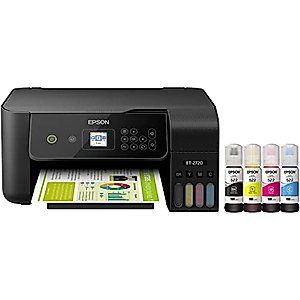 Epson EcoTank ET-2720 All-in-One Supertank Wireless Color Inkjet Printer for Home Office, Black - Print Scan Copy - 10.5 ppm, 5760 x 1440 dpi, Voice Activated, Borderless Photo Printing, Ethernet