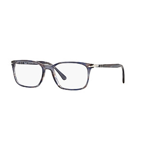 Persol PO3189V Rectangular Prescription Eyewear Frames, Grey/Blue/Demo Lens, 55 mm
