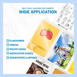 Uinkit Self Sealing Laminating Pouches Self Adhesive Laminating Sheets for Cards 2.6x3.9inches 50Pack 10Mil Thick Gloss Finish No Machine Need (2.6x3.9Inchesx50Pack)