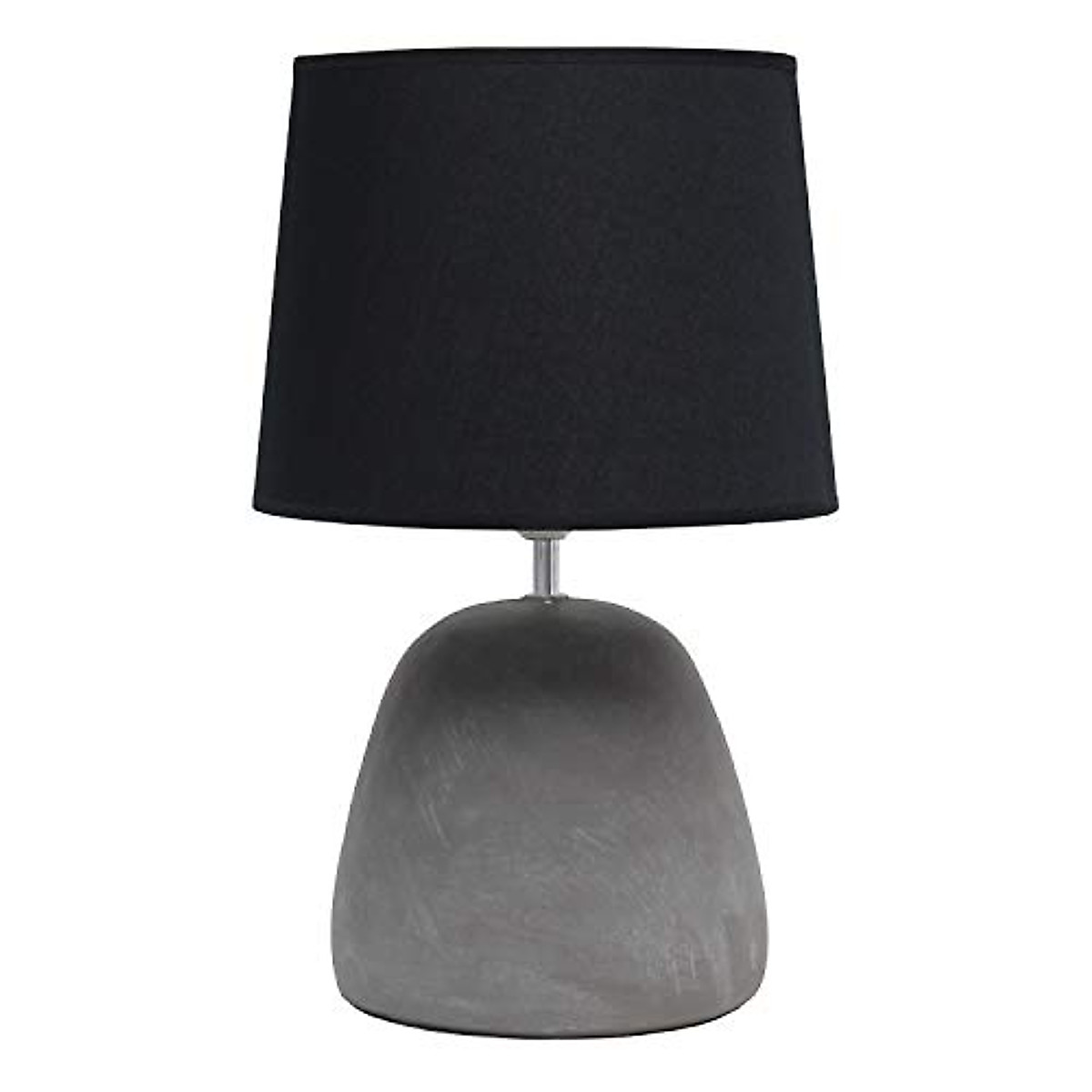 Simple Designs LT2058-BLK Round Concrete Table Lamp, Black 10.25"L x 10.25"W x 16.5"H