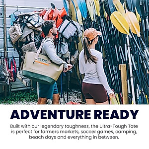 RTIC Ultra-Tough Tote Bag, Waterproof for Beach, Pool, Towel, Grocery, Shopping, Camping, Picnic, Travel, Boat, Heavy-Duty, Puncture Resistant, Large, Grey