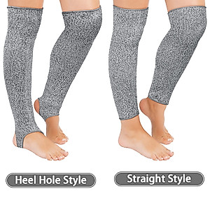 Zhanmai Cut Resistant Leg Sleeves Bite-Proof Protective Leg Sleeves for Welding, Lawn Mowing Guard Safety (Gray, Heel Hole Style)
