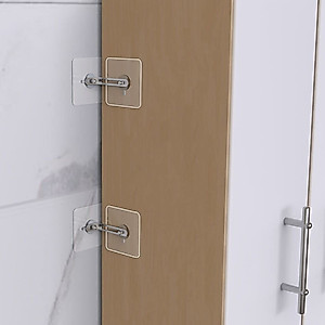 Ainior Adhesive Furniture Anchors for Baby Proofing, Secure Bookcase Dresser Shelf Cabinet to Wall for Child Safety - 2.36x2.36x0.1 inch ZJ001 0