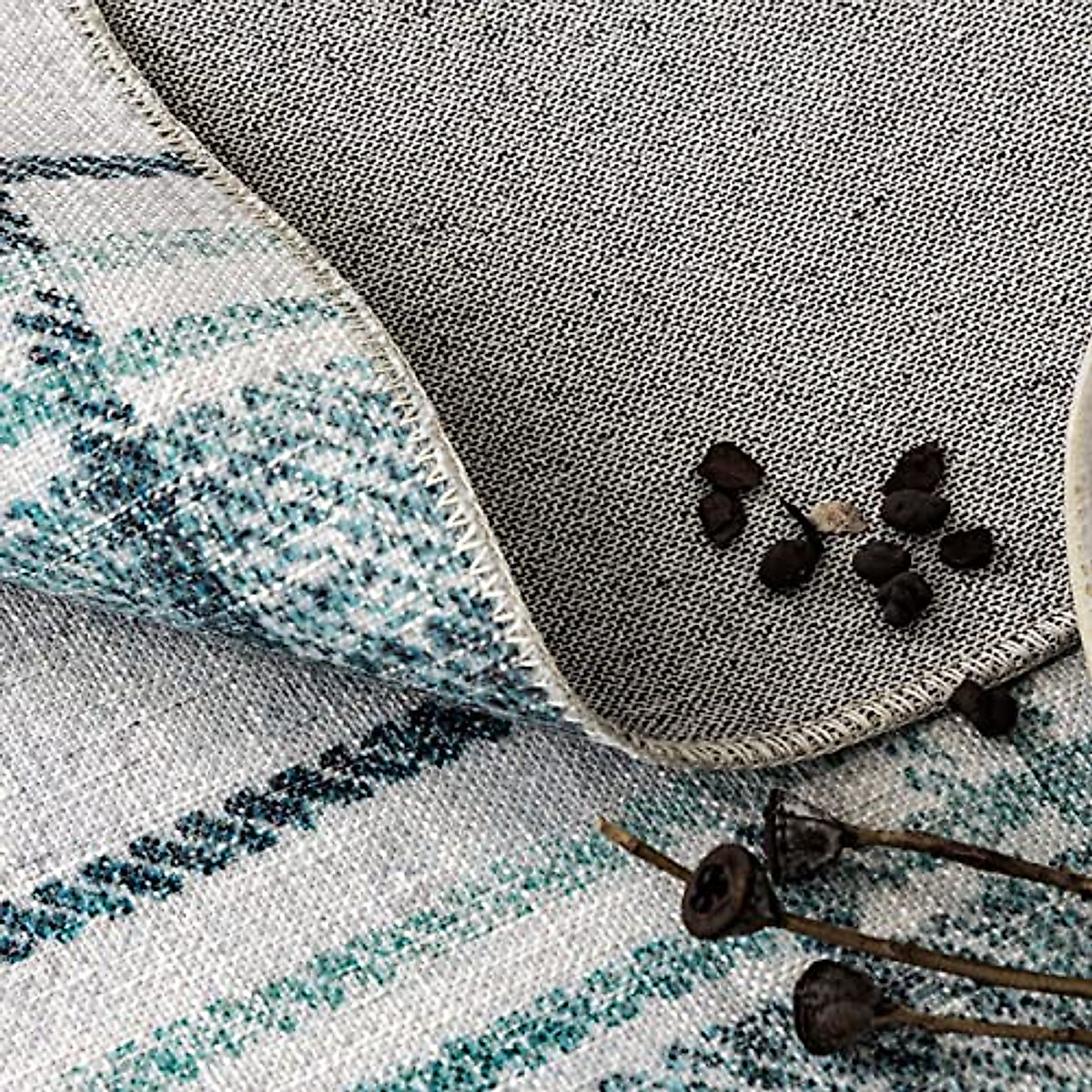 DECOMALL NELE Washable Area Rugs, Modern Lattice Non-Slip Carpet for Bedroom Living Room Sofa Dining Room, Blue 5’x7’