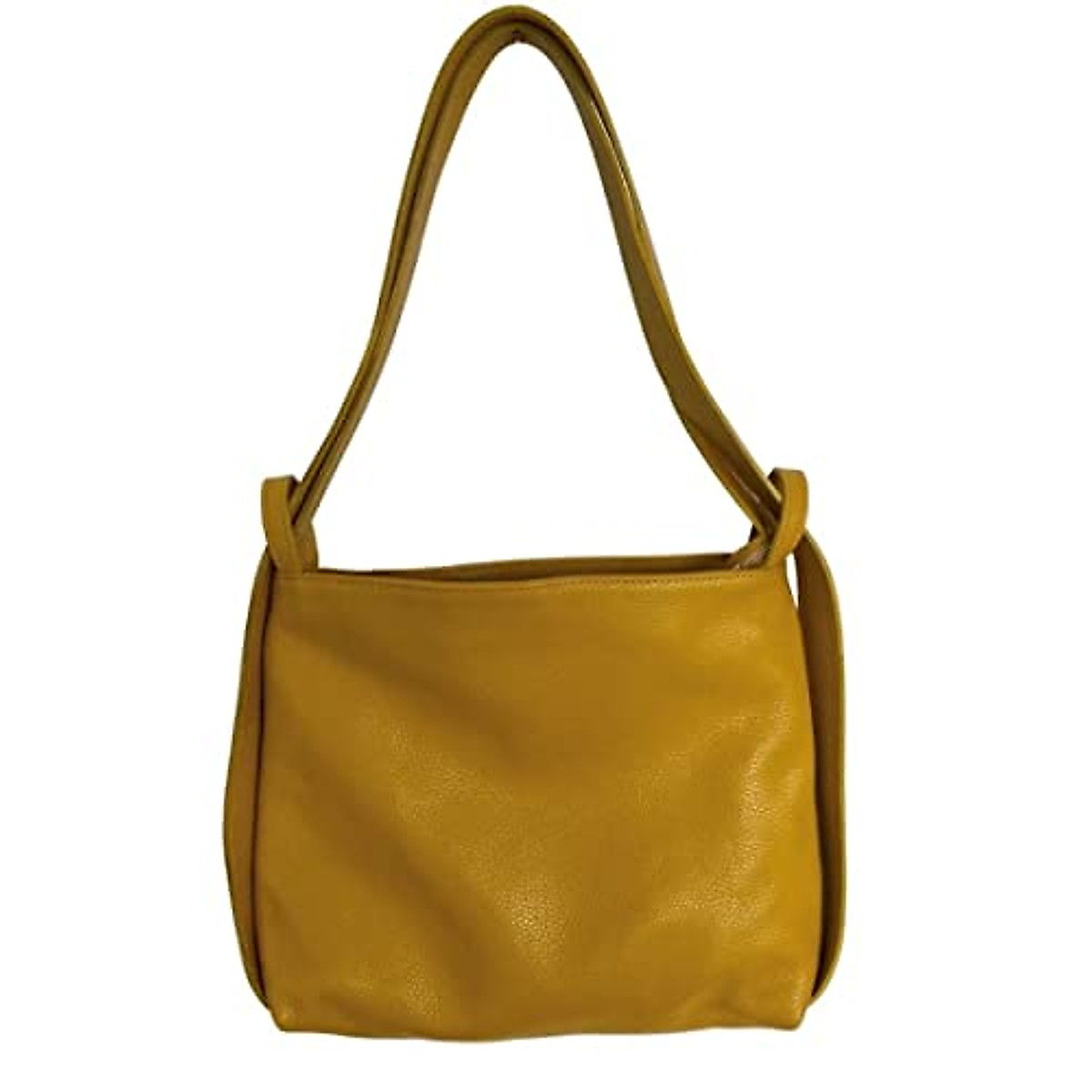LaGaksta Bria Convertible Leather Backpack Purse - Casual Travel Shoulder Bag (Mustard Yellow)