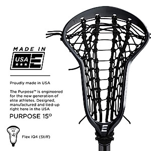 Epoch Lacrosse - Women's Purpose 15 Lacrosse Head with Ladder Pocket, Strung Head, 15-Degree Bottom Rail, Composite Injected Polymer, Crafted in USA - Black