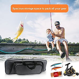 Hikary 43CM/17Inch Fishing Rod Bag Fishing Rod Case,Fishing Rod Reel Bag Organizer Fishing Travel Bag Portable Folding Fishing Pole Tackle Case Storage Bag (gray)