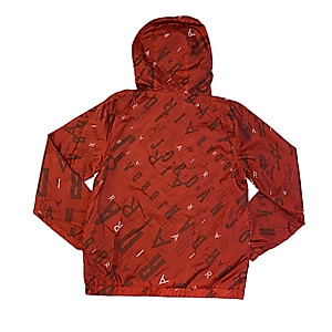 Jordan Boys All Over Logo Windbreaker Jacket in Gym Red with Hood Rain Jacket (as1, alpha, l, regular, Gym red)