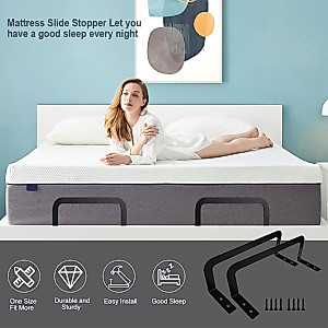 ANTEISI 4 Pieces of Mattress Slide Stopper,Mattress Holders to Keep Mattress from Sliding，Suitable for Adjustable Beds, Platform Beds, Rv Mattresses and So On.(Black)