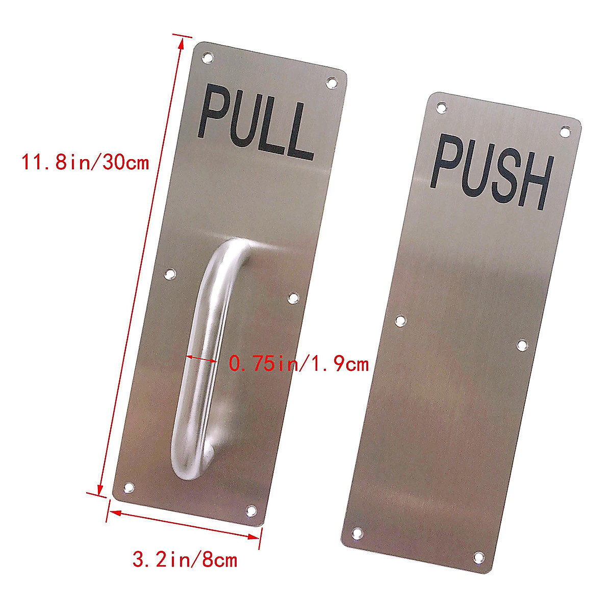 Aimyoo Stainess Steel Door Handle, Pull and Push Plate Commercial Door Handle with Screws 11.8" x 3.2"