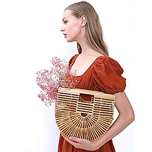 Miuco Womens Bamboo Handbag Handmade Large Tote Bag Size Small