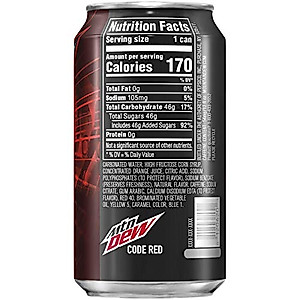 Mountain Dew, Code Red, Cherry, 12 oz (pack of 12)