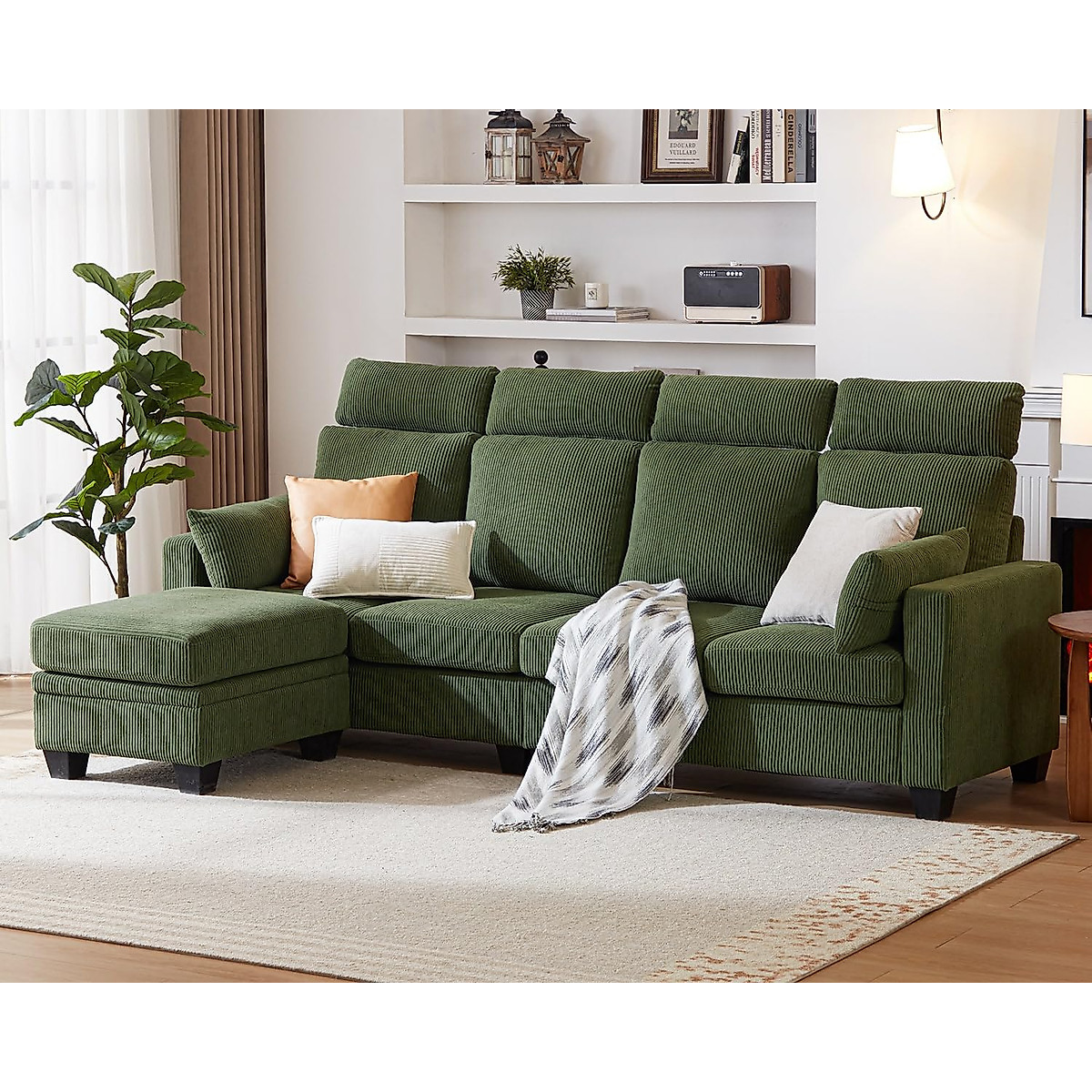 CHIC HOUSE Sofa Headrest Module for Kaleido Sectional Sofa, High Back Support for The Neck and Head, 2-Piece Set with Corduroy, Durable Metal Frame