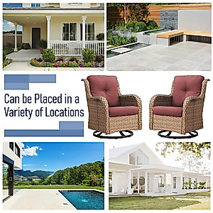 moosprr Swivel Rocker Patio Chairs：2 Pieces Patio Swivel Rocker Chair with Wicker Armrests Patio Swivel Rocking Chairs Outdoor Swivel Rocker Patio Chairs
