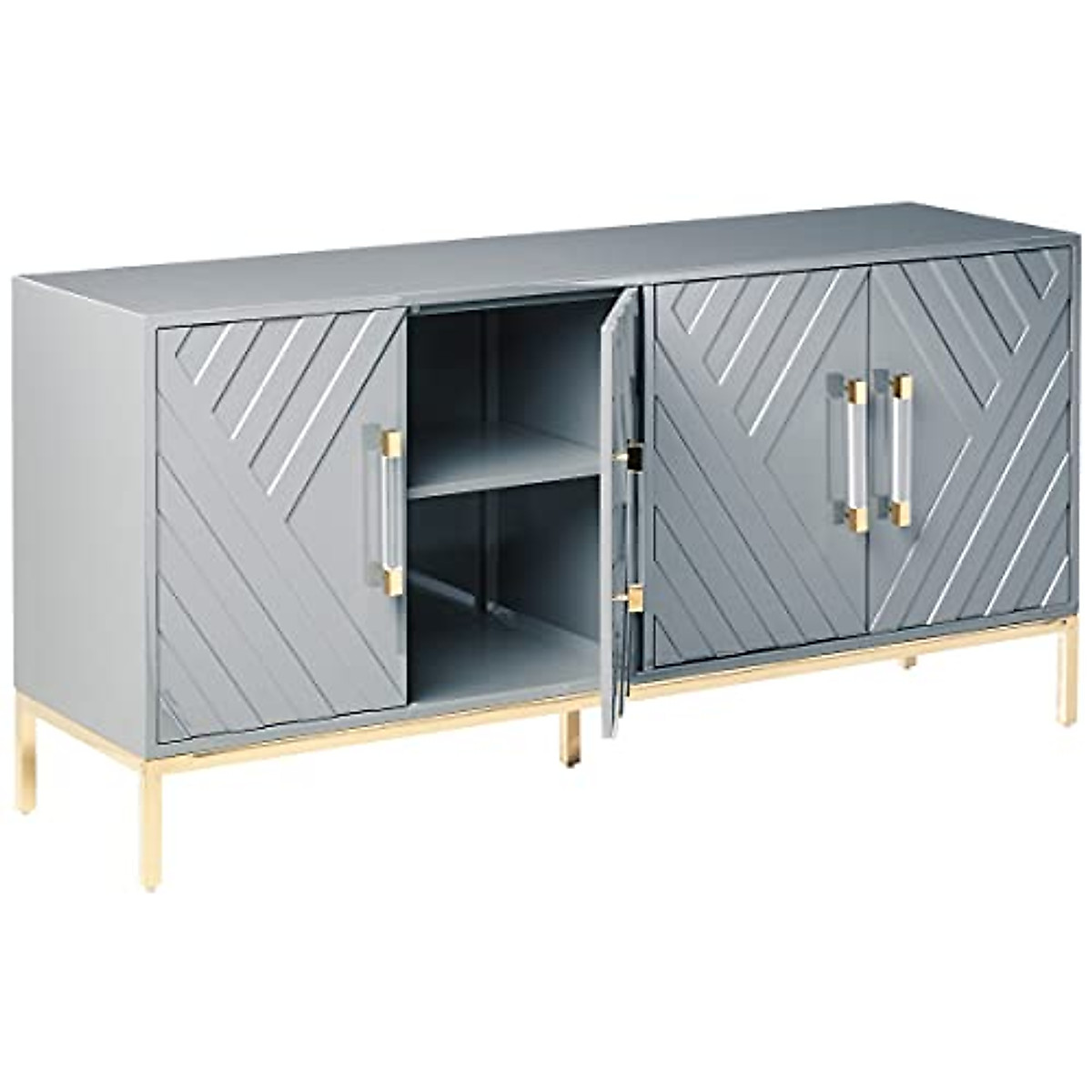 Best Master Furniture Tamari High Gloss Lacquer Sideboard/Buffet, Grey