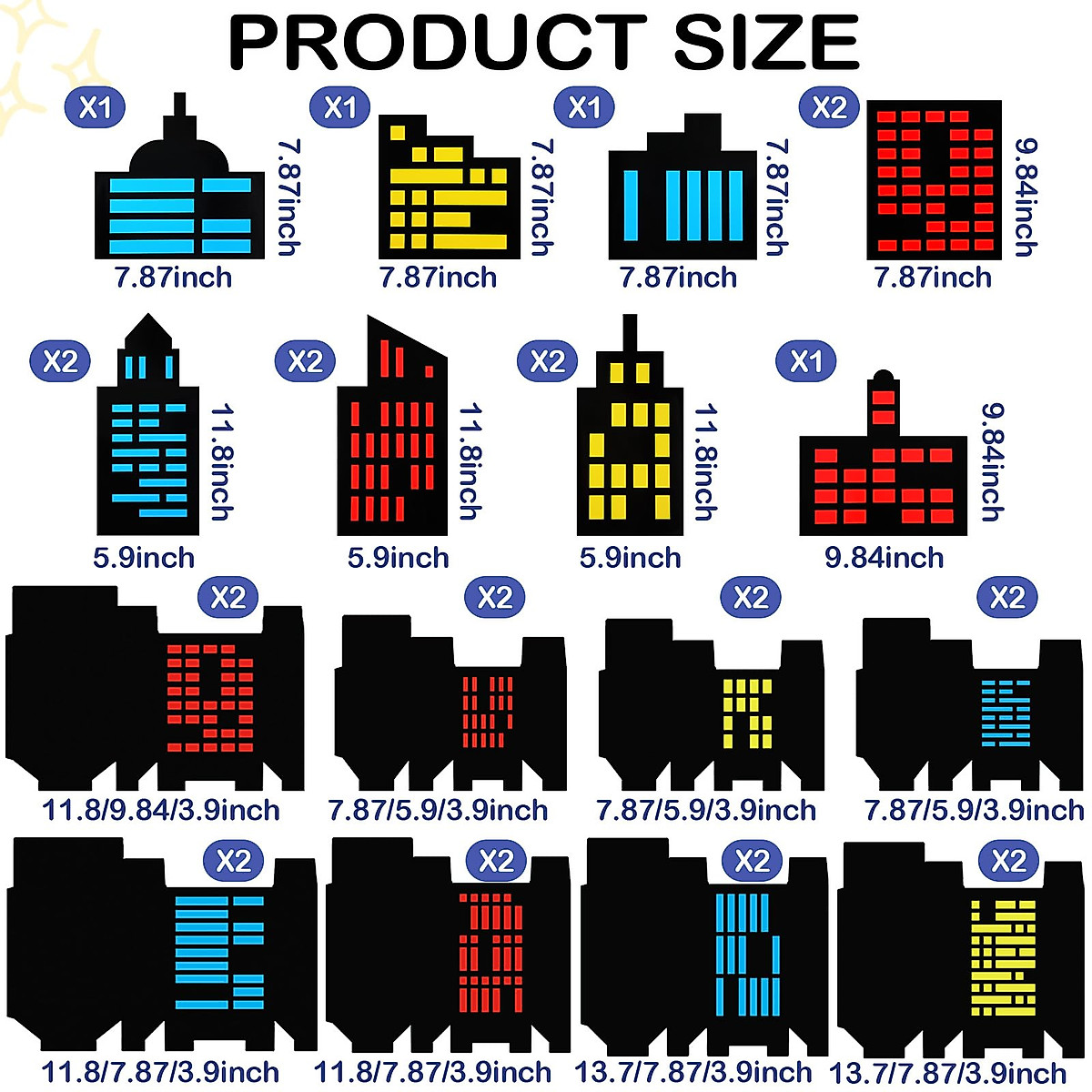 Dunzoom 16 Pcs Large Hero Party Favor Boxes with 10 Pcs Cards Skyscraper City Gift Box Different Sizes 3D City DIY Skyline Buildings Heroes Centerpiece for Hero Theme Birthday Party Decor Supplies