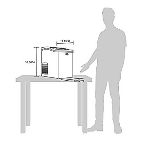 NewAir Nugget Ice Maker, Sonic Speed Countertop Crunchy Ice Pellet Machine 40 lbs. of Ice a Day in Stainless Steel, Self Cleaning Function and BPA-Free Parts - NIM040SS00