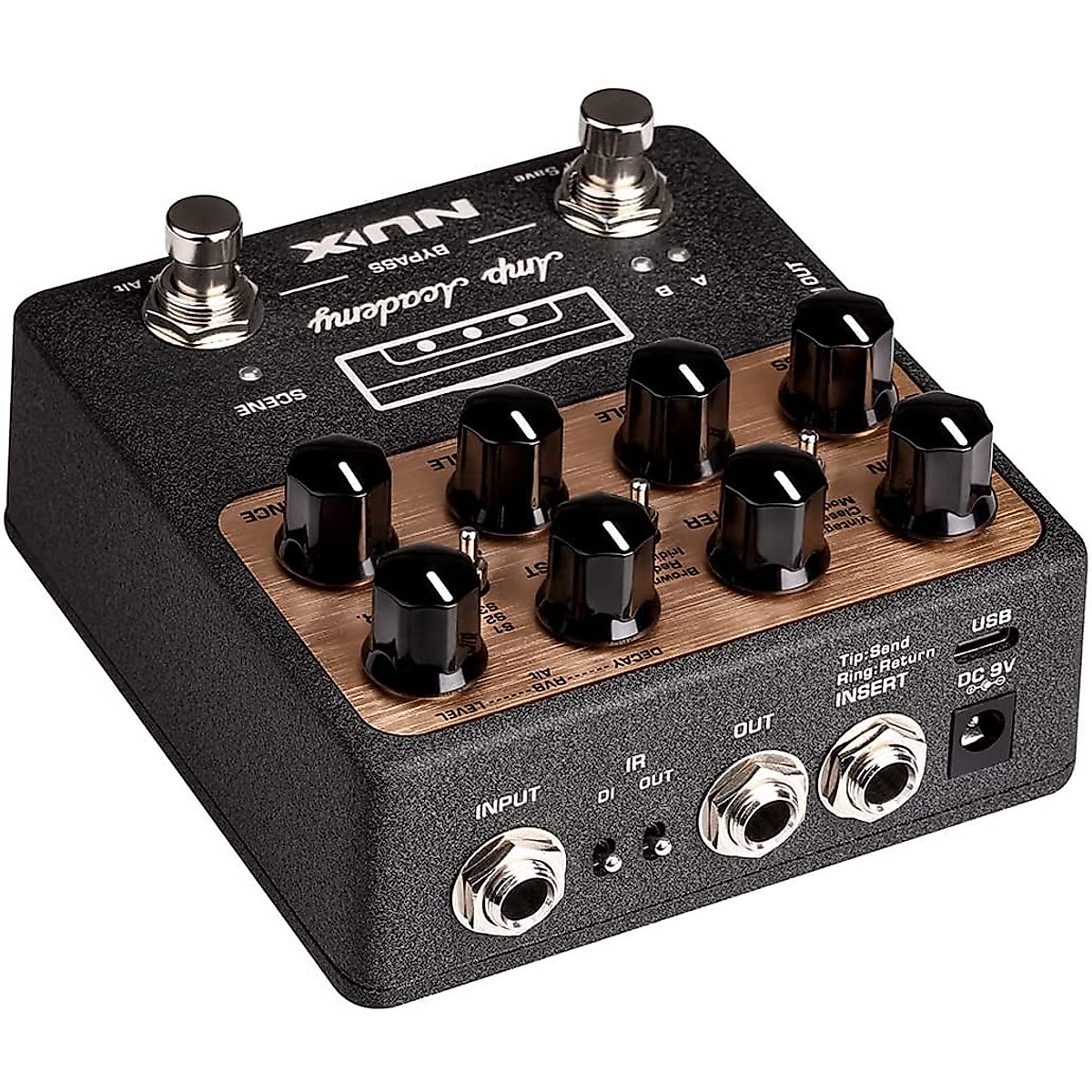 Briskdrop NUX NGS-6 Amp Academy Amp Modeler Guitar Pedal - Bundle with 2 Instrument Cables, 2 Patch Cables, and Snark Tuner, NGS-6bundle, Brown,Red