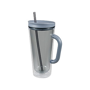COOL GEAR 3-Pack 26 oz Spritz Tumbler with Straw and Handle | Pressure Fit Lid, Colored Re-Usable Tumbler Water Bottle with Straw and Handle - Cool Grey Pack