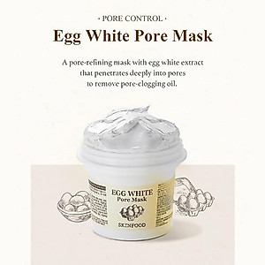 SKINFOOD Egg White Pore Mask 4.41 oz. (125g) - Pore Refining Wash off Mask, Tightens Pores, Removes Blackheads and Dead Skin Cells, Skin Smooth and Soft - Exfoliating Skin Mask - Wash Off Face Masks