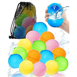 SOPPYCID Reusable Magnetic Water Balloons 15 Pcs, Water Bomb Self-sealing Quick Fill, Summer Outdoor Water Toys for Girls Boys Ages 3+, Outdoor Activities Water Fights, Summer Party, Beach Toys