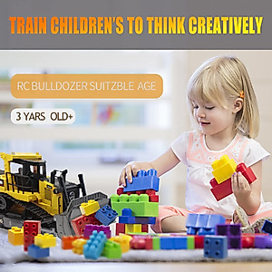 bnam Remote Control Bulldozer RC 1/16 Full Functional Construction Vehicle, 2.4Ghz 9 Channel Dozer Front Loader Toy with Light and Sound for Kids Age 6, 7, 8, 9, 10 and Up Years Old