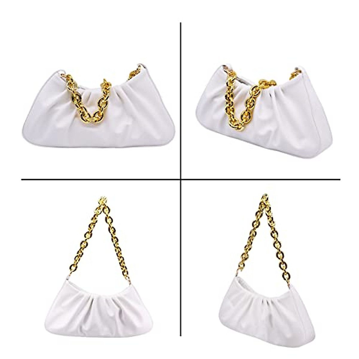 Zengmei Shoulder bag, Designer Bag, Saddle Purse for Women Female Girl 15-White Gold Chain