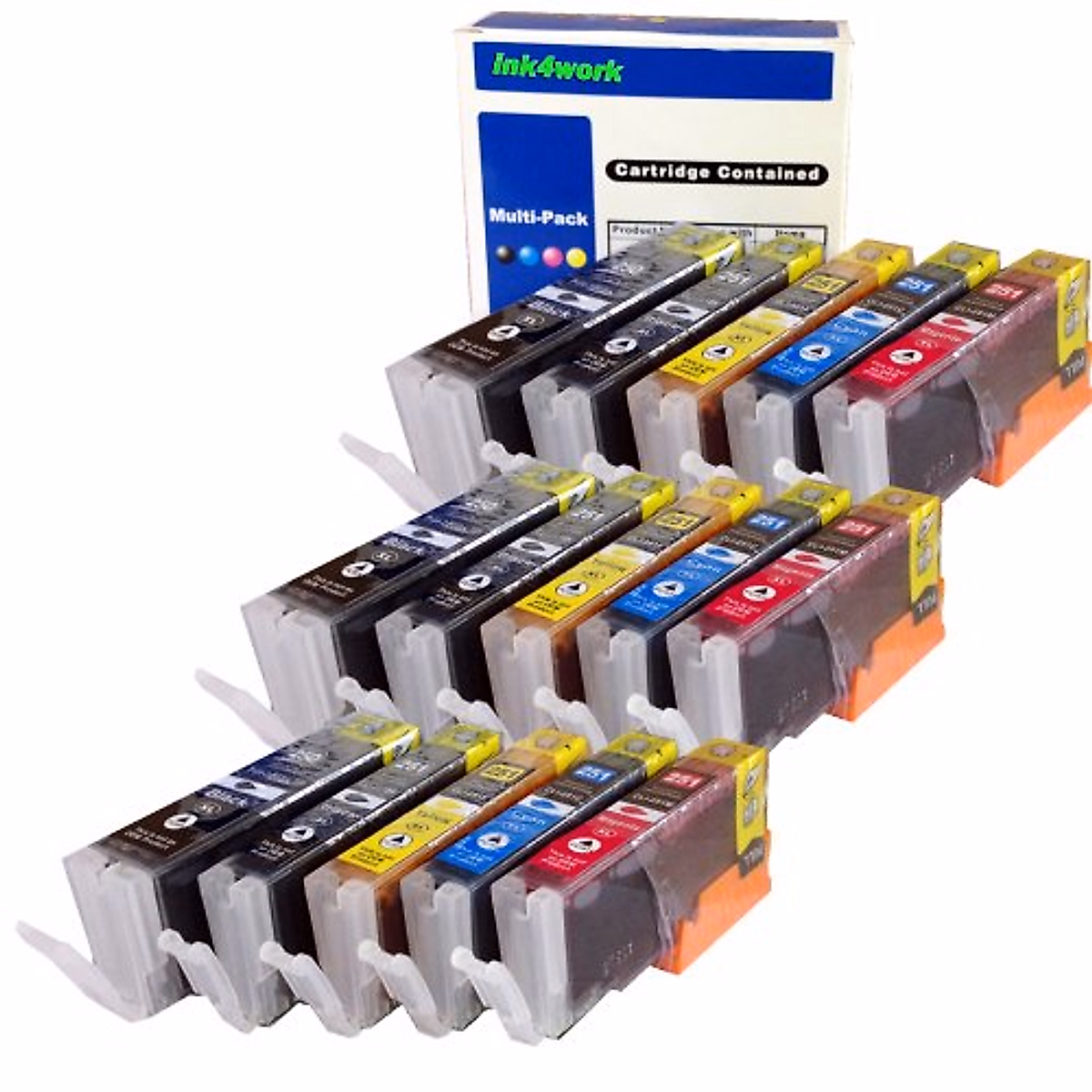 INK4WORK Compatible Ink Cartridge Replacement for Canon PGI-250XL PGI250 XL CLI-251XL CLI251 XL PIXMA IP7220 iP8720 iX6820 MG5420 MG5422 MG5520 MG5522 MG6320 MG7120 MX722 MX922 (15-Pack)