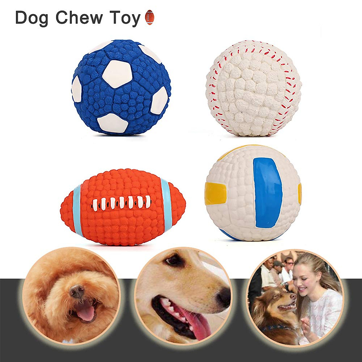 heaven2017 Dental Teeth Cleaning Chew Toys Puppy Dog Chew Toy Volleyball Tennis Rugby Dog Bite Resistant Pet Sound Training Ball 1#