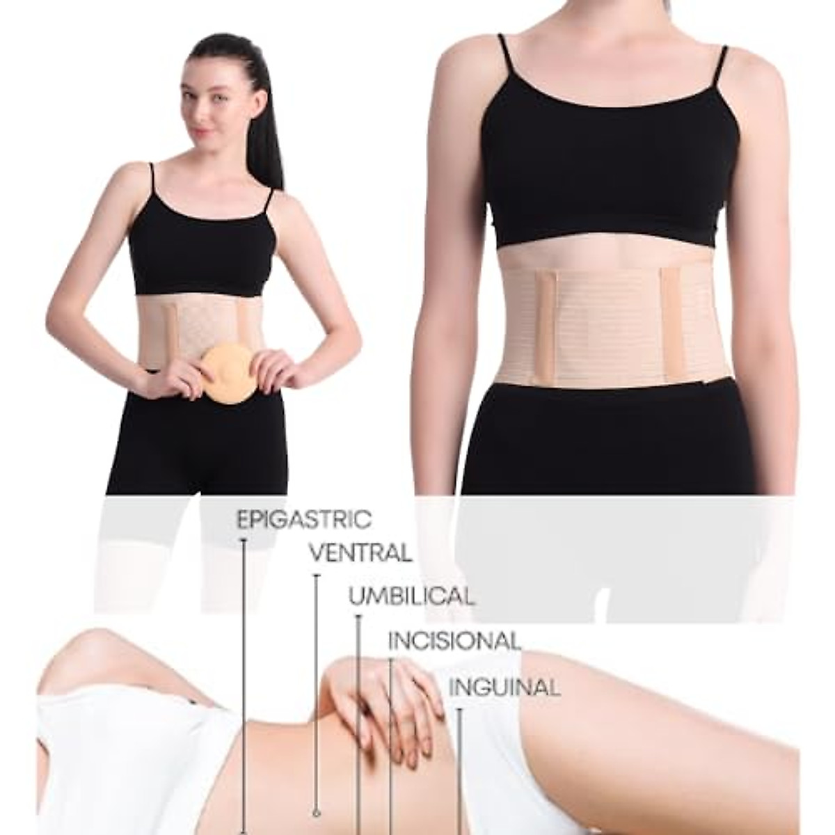 Umbilical Hernia Belt for Men and Women - Abdominal Support Binder with Compression Pad - for Incisional, Epigastric, Ventral, Inguinal Hernia - Belly Button NaveL (Medium (Pack of 1))