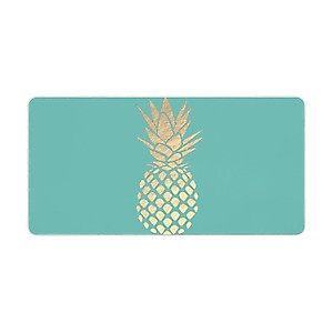 Mouse Pads Gold Pineapple on Teal Desk Mat Gaming Mousepad Non Slip Rubber Mouse Mat for Desk Keyboard, Wireless Mouse, Office Computer