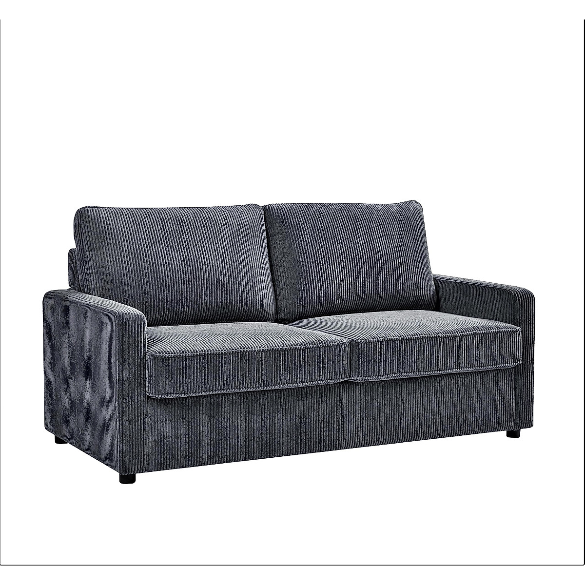 US Pride Furniture 70-Inch Convertible Sleeper Sofa with Memory Foam Mattress, 3-Seater Full Size Bed Couch for Living Rooms, Designed with Corduroy Fabric, Grey