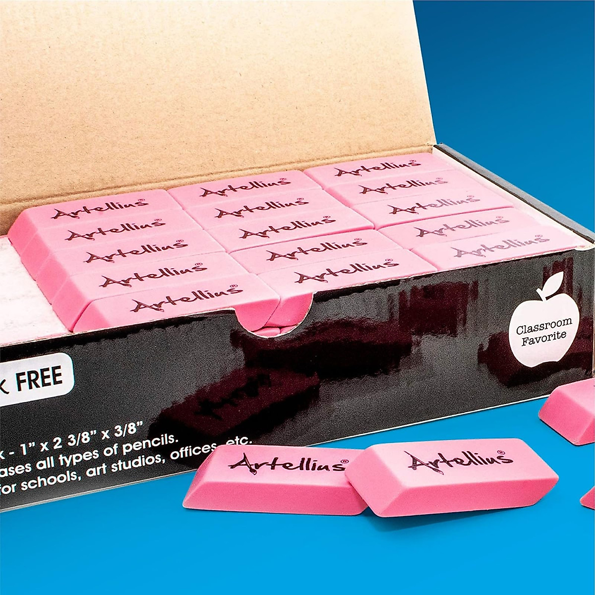 Pink Erasers Pack of 100 - Large Size, Latex & Smudge Free - Bulk School Supplies for Classrooms, Teachers, Homeschool, Office, Art Class, and More!