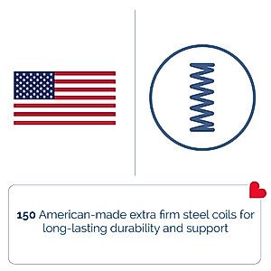 Kolcraft BabyPedic Premium Hypoallergenic Waterproof Baby Crib Mattress & Toddler Bed Mattress, Airy Comfort, 150 Steel Coils, GREENGUARD Air Quality Certified, Made in USA, 52"x28" (Amazon Exclusive)