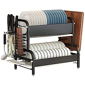 Plate Rack Draining Dish Rack 2-layer Stainless Steel With Drain Plate Dish Rack Drain Rack Tableware Drying for Kitchen Countertop Pan Plate Holder