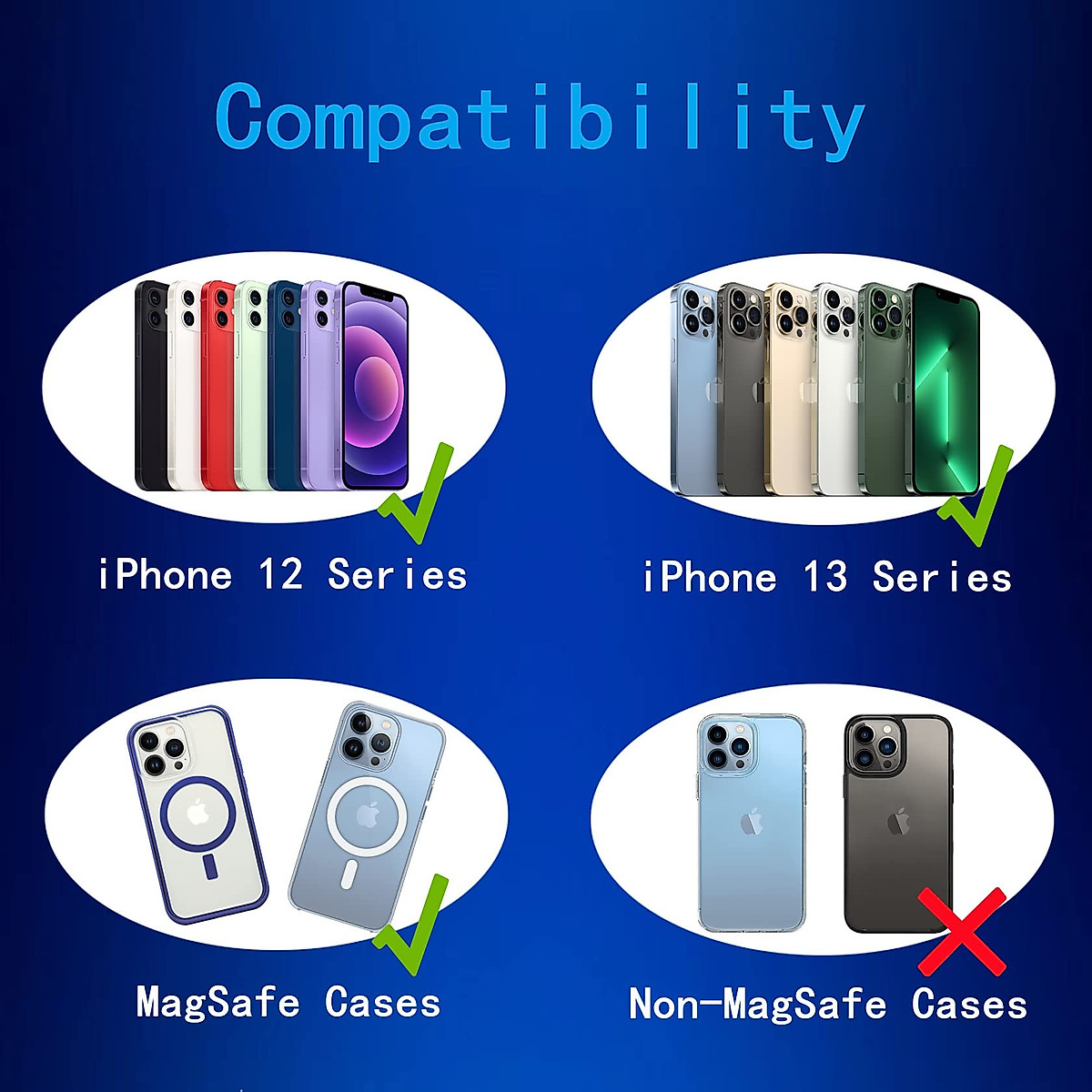 AIZHEM Magnetic Wallet for iPhone, Magnetic Leather Card Holder for Apple MagSafe, Mag Safe Cardholder Compatible with iPhone 12/13/14/15 Series and MagSafe Case, Midnight Black