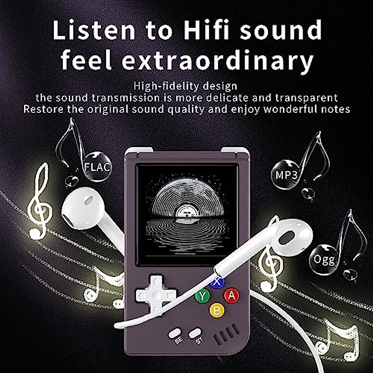 RG Nano Retro Handheld Game Console , Aluminum Alloy CNC Support Clock , Music Player Function 1.54 Inch IPS Screen 64G TF Card 5405 Games with Portable Bag (Purple)