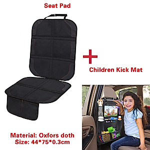 Car Seat Protector and Kick Mat Car Seat Organizer, Protects Car Upholstery from Seats, Storage Pockets, Baby Child Car Seat Protectors Rear Back Seat Organizer - 2Pack(Black)