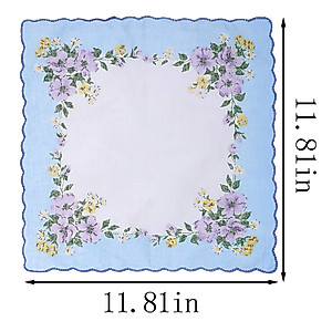 40pcs Women Floral Handkerchiefs Vintage Floral Print Cotton Ladies Handkerchiefs