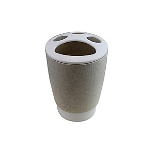 Bathroom Accessories Set 4 Piece Accesorios para Baños Soap Dispenser, Soap Dish, Tumble, Toothpaste-Toothbrush Holder (Sandstone Beige)